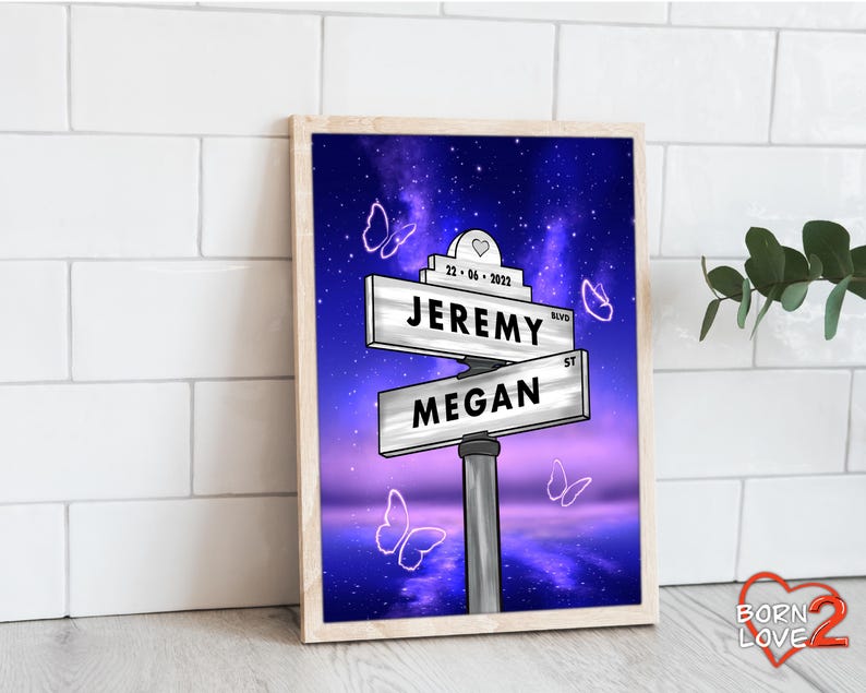 Personalized Couple Names Street Sign: Engagement Gift Wall Art ...