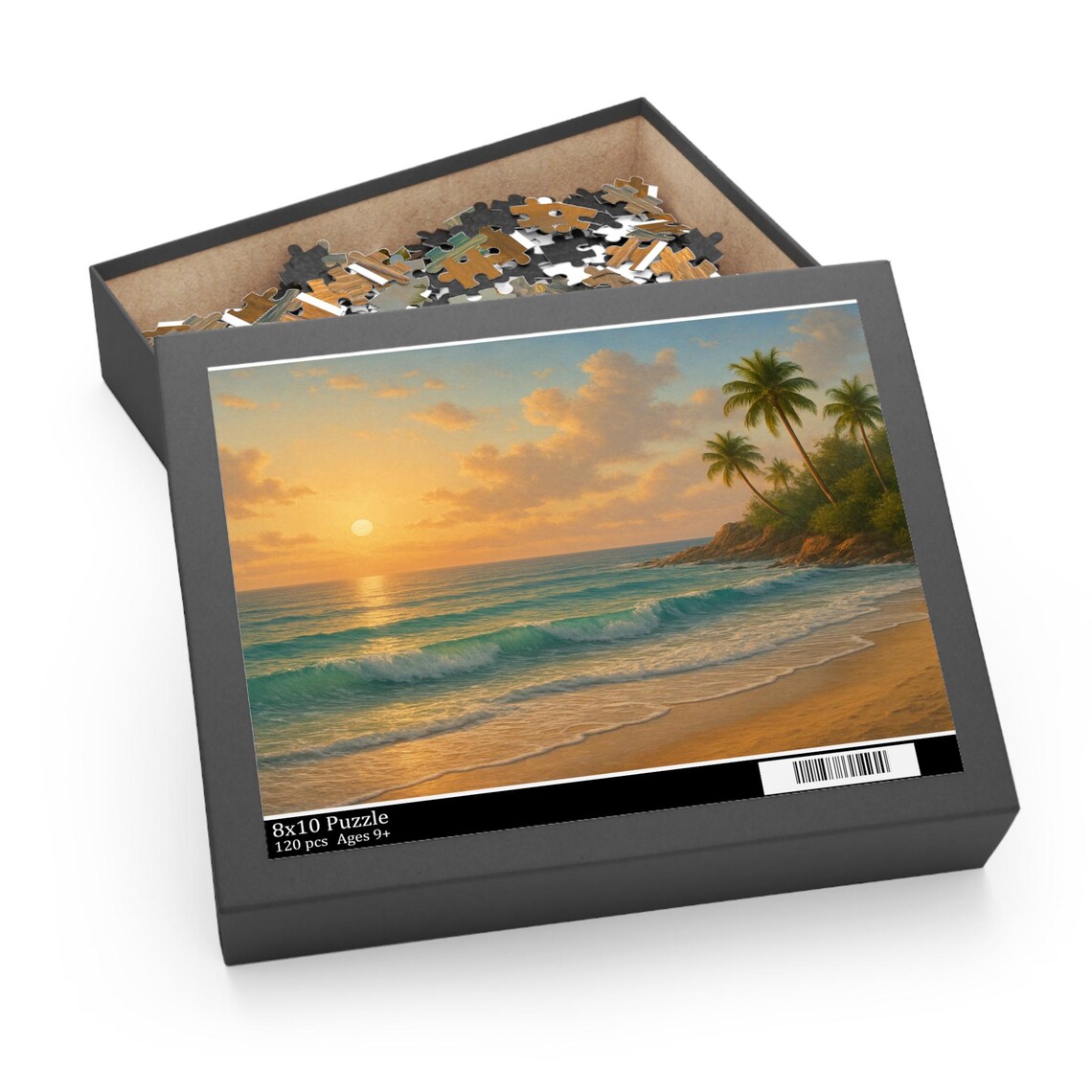 Beach Sunset Puzzle With Palm Trees, Relaxing Jigsaw for Family Fun ...