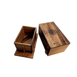 Wood Puzzle Box, Secret Lock Box, Treasure Box With Hidden Compartment ...
