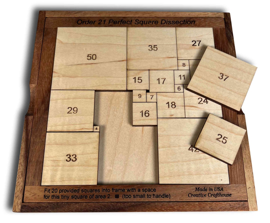 Order 21 Perfect Square Dissection Puzzle, Math Puzzle, Math Game, Math ...