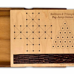 Solitaire & Peg Jump 6 Set, Wooden Board Game, Wooden Triangle Peg Game ...