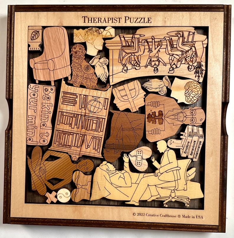Handcrafted Mental Health Puzzle - 20 Pieces Wooden Frame Puzzle ...