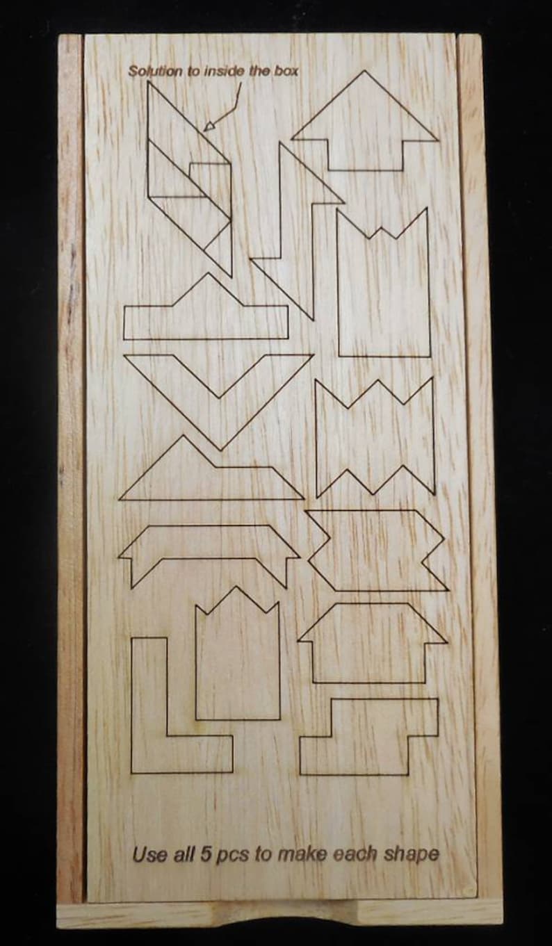 Rhombus 5 Puzzle the 5 Pieces Make 29 Shapes Laser Engraved - Etsy