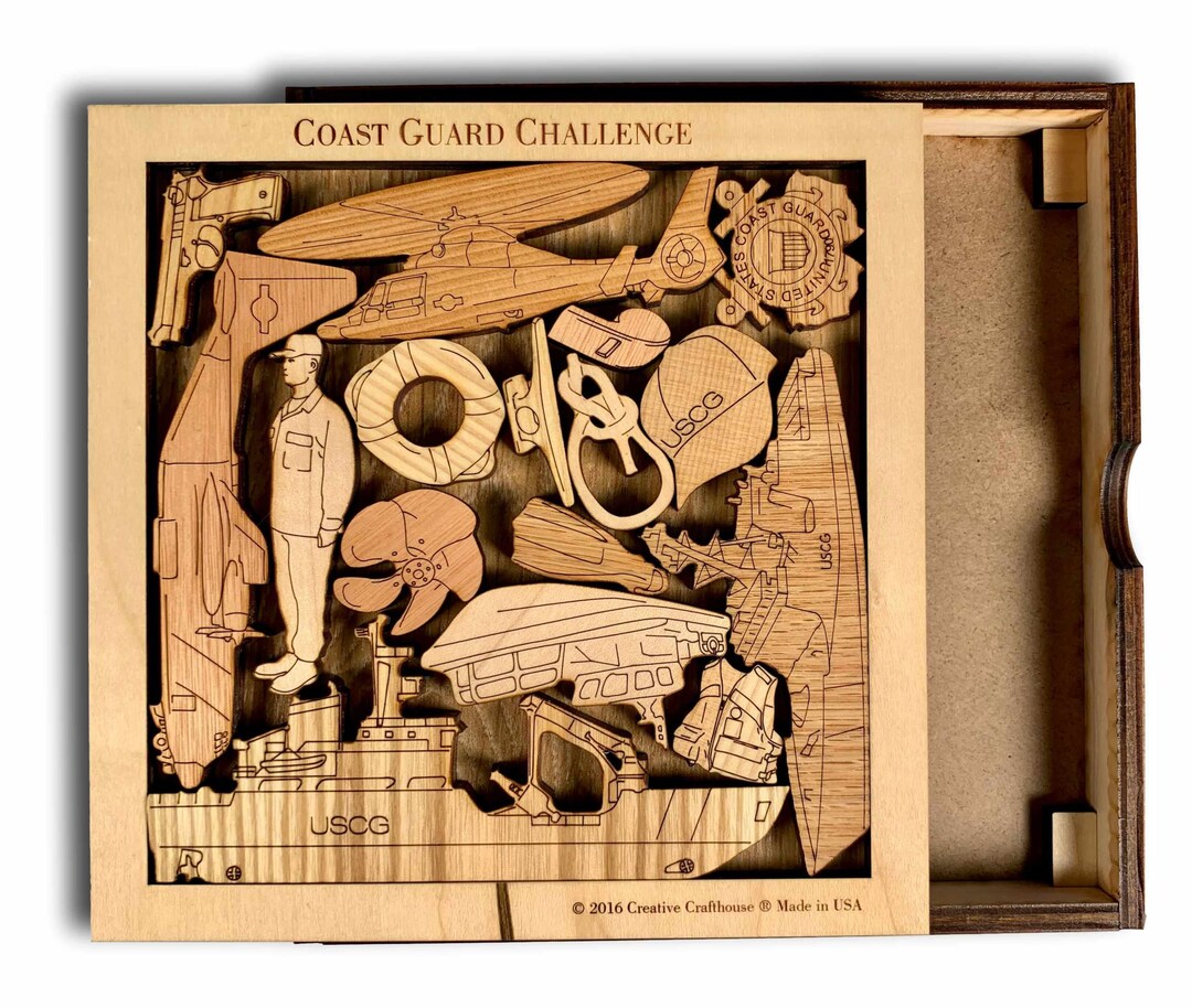 Coast Guard Challenge Puzzle USCG, Wood Brain Teaser, Wood Picture ...