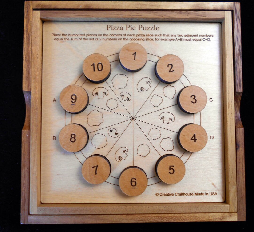 Pizza Pie Puzzle, Math Аnd Logic Brain Teaser, Math Teacher Gift, Logic ...