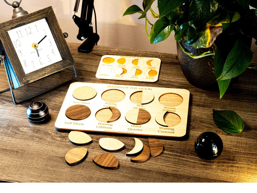 Montessori Moon Phases Puzzle, Homeschool Montessori Gift, Wood Puzzle ...