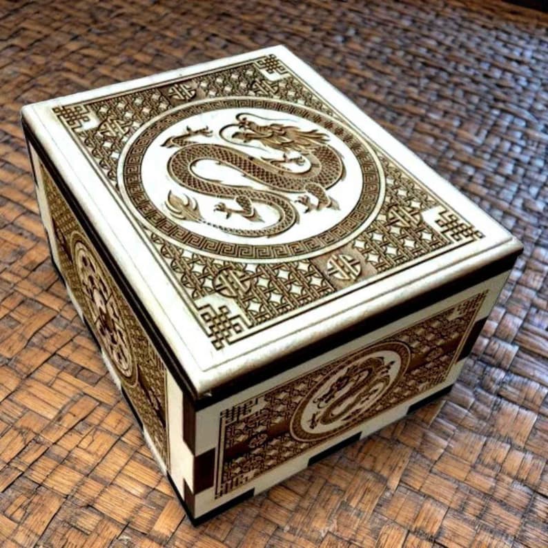 Dragon Spin Wooden Puzzle Box, Secret Box, Puzzle Box for Adults, Stash ...
