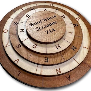 Word Wheel Scramble 74A Wooden Puzzle Word Search Challenges - Etsy