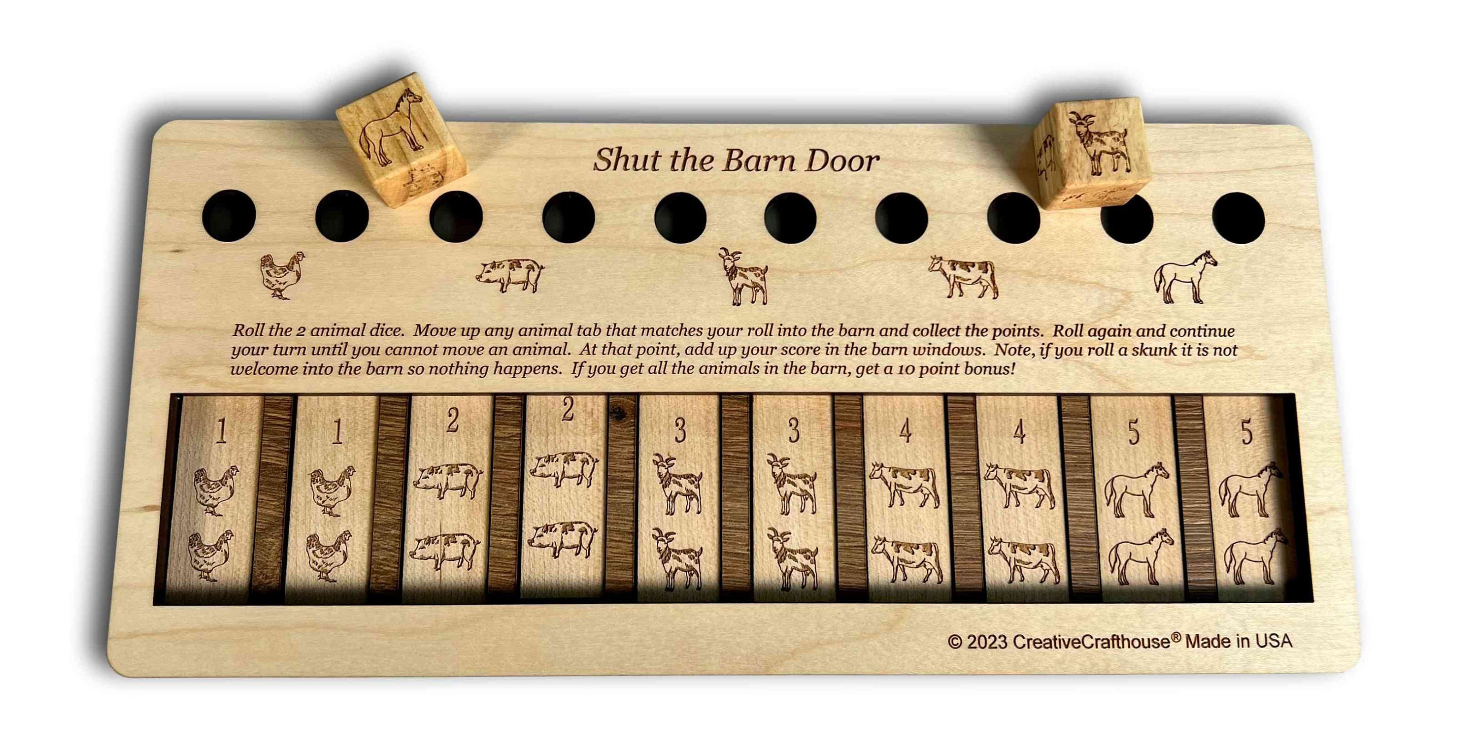 Shut the Barn Door Game, Wooden Dice Game, Personalized Family Game ...