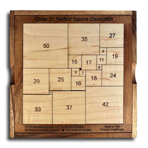 Order 21 Perfect Square Dissection Puzzle, Math Puzzle, Math Game, Math ...