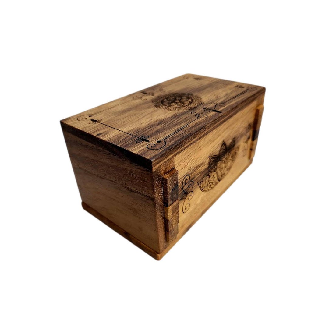 Wood Puzzle Box, Secret Lock Box, Treasure Box With Hidden Compartment ...