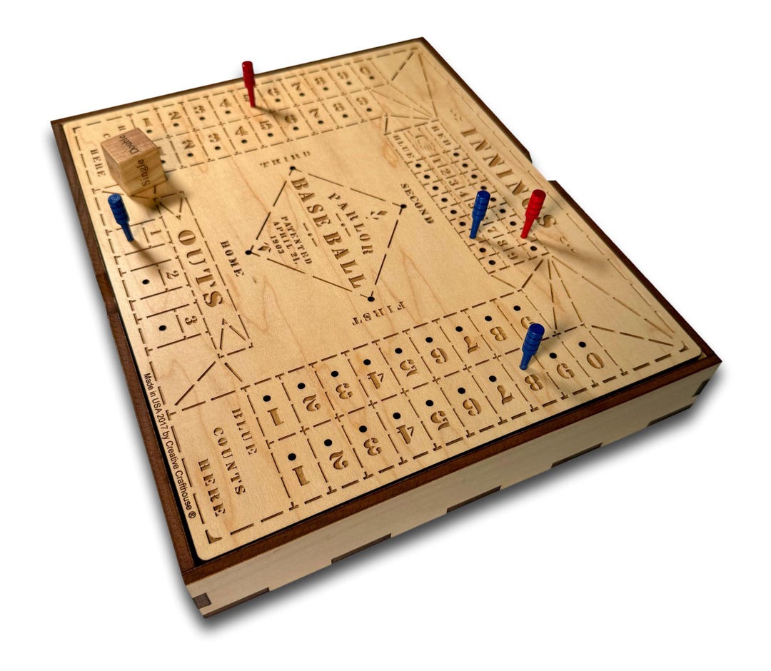Parlor Baseball Board Game, Handcrafted Wooden Family Game, Tabletop ...