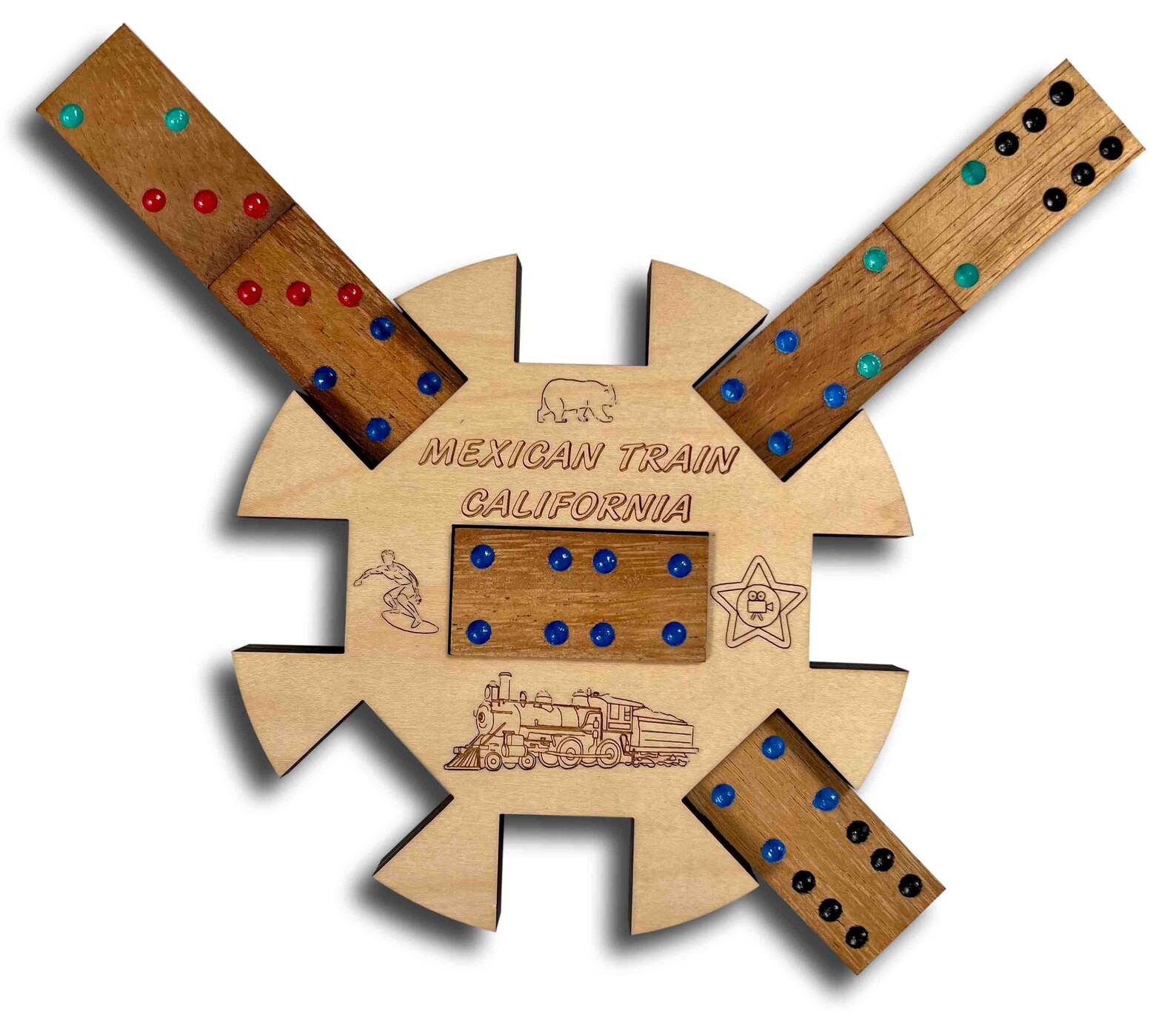 Mexican Train california Edition Hub and Tokens Wooden - Etsy