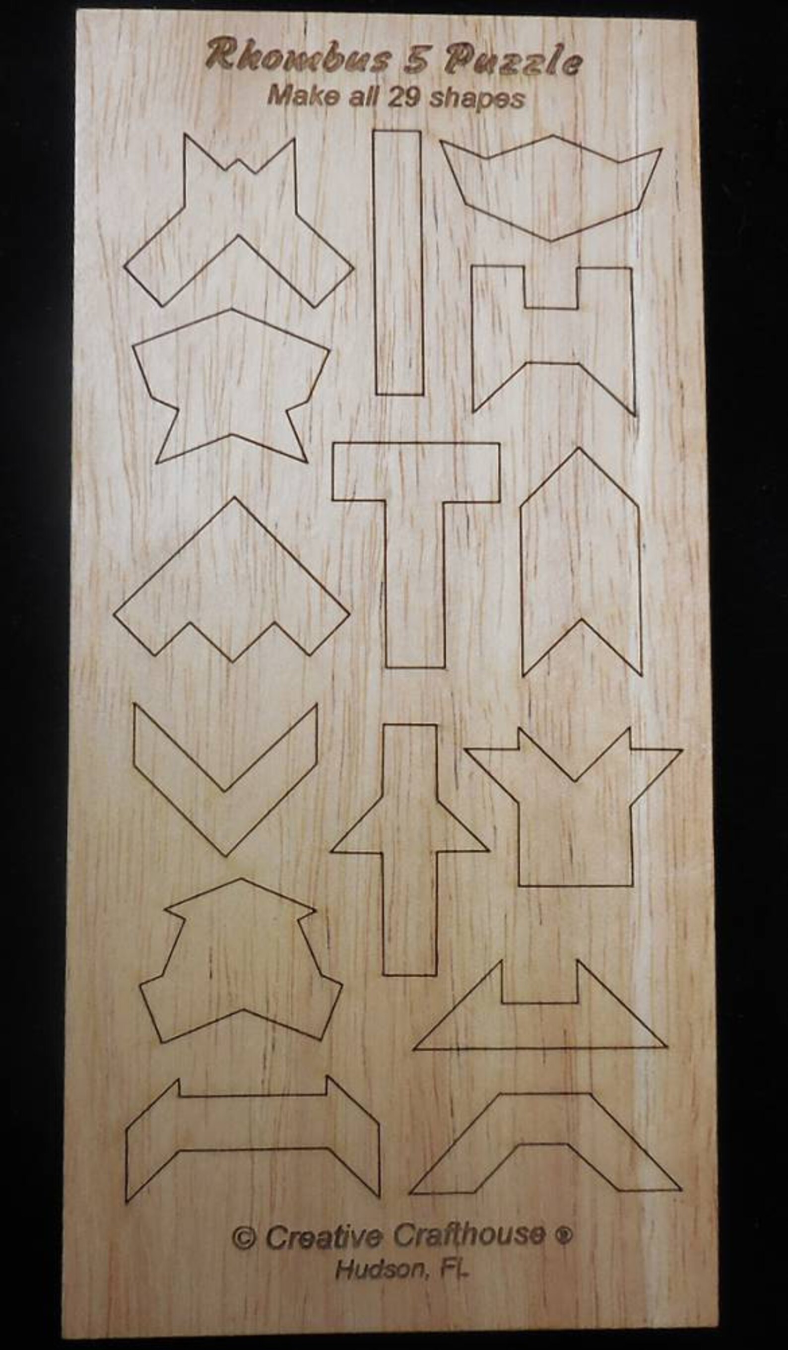 Rhombus 5 Puzzle -the 5 Pieces Make 29 Shapes - Laser Engraved Box With ...