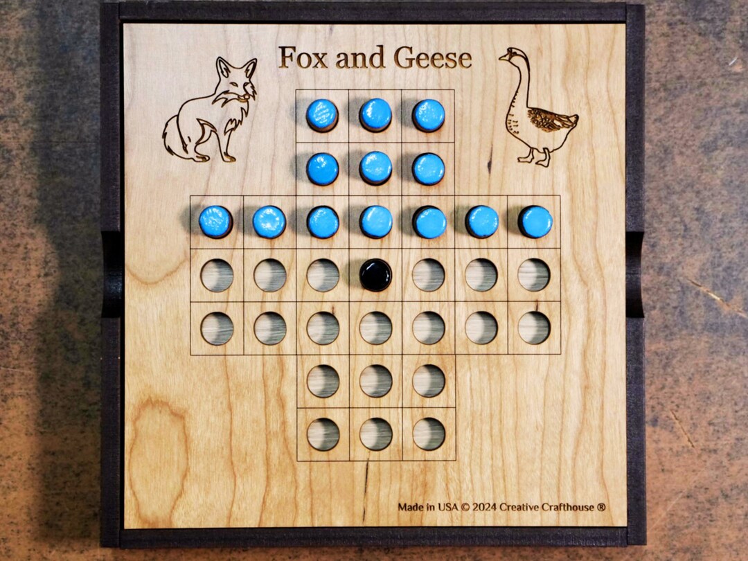 Handmade Fox and Geese Game Set With Travel Cover | Personalized Wooden ...
