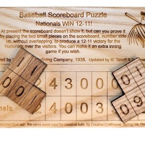 Baseball Scoreboard Wood Puzzle, Personalized Baseball Gift, Baseball ...