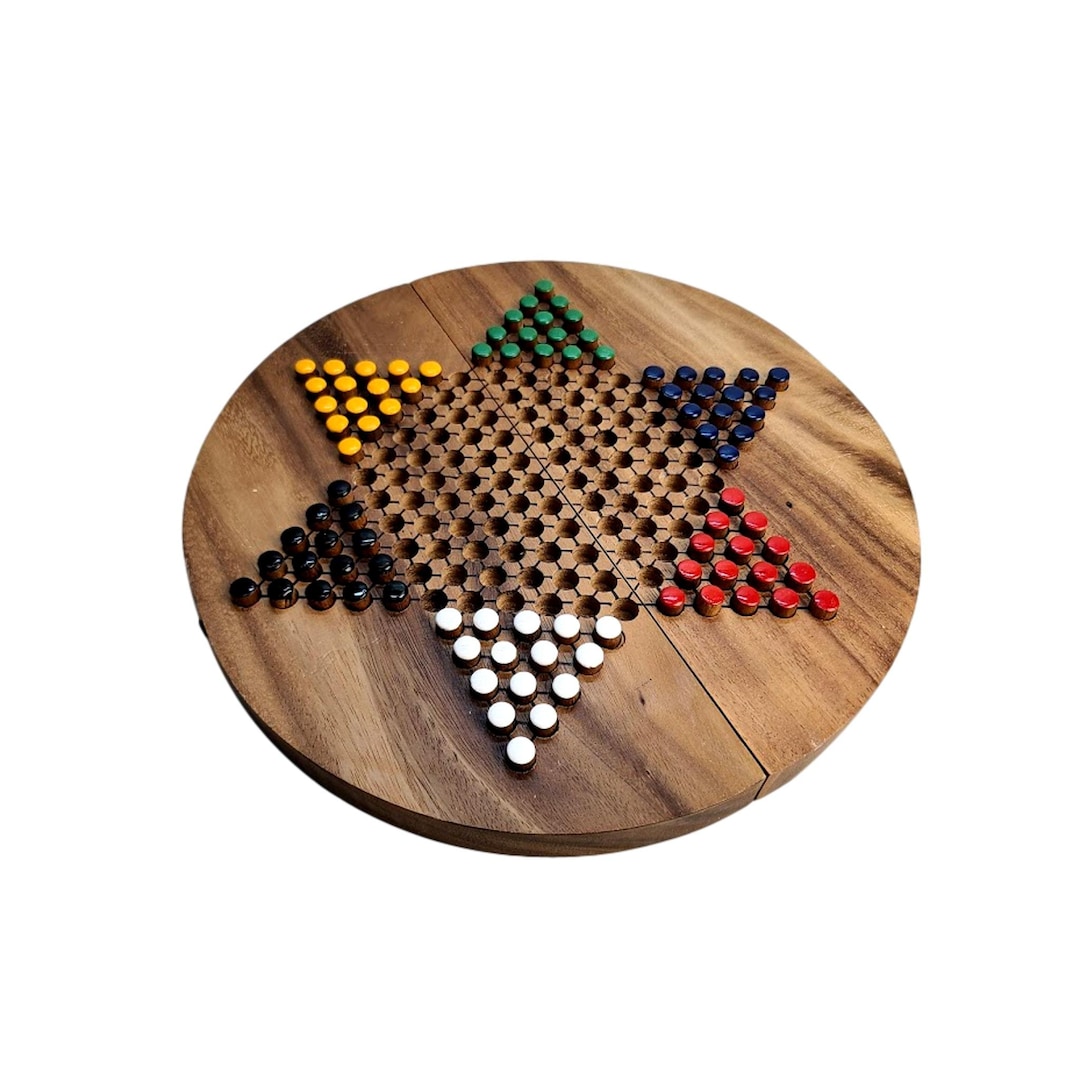 Chinese Checkers Board, Wooden Chinese Checkers With Pegs, Large ...