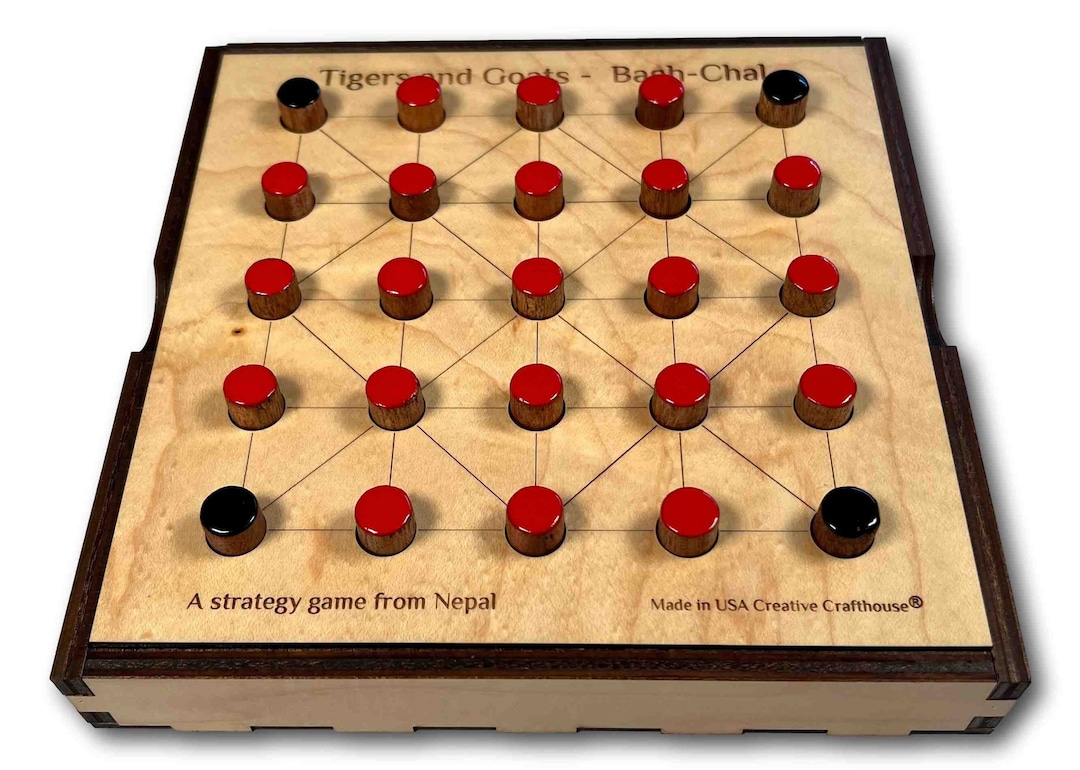 Tigers and Goats, Bagha Chal Game, Classic Wood Game, Ancient Game ...