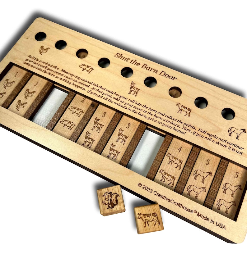 Shut the Barn Door Game, Wooden Dice Game, Personalized Family Game ...