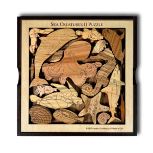 Personalized Sea Creatures II Wooden Puzzle ~ 18 Piece Hardwood Brain ...
