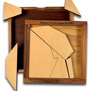 7 Piece Wooden Dissection Puzzle ~ Square to Dodecagon Shape ...