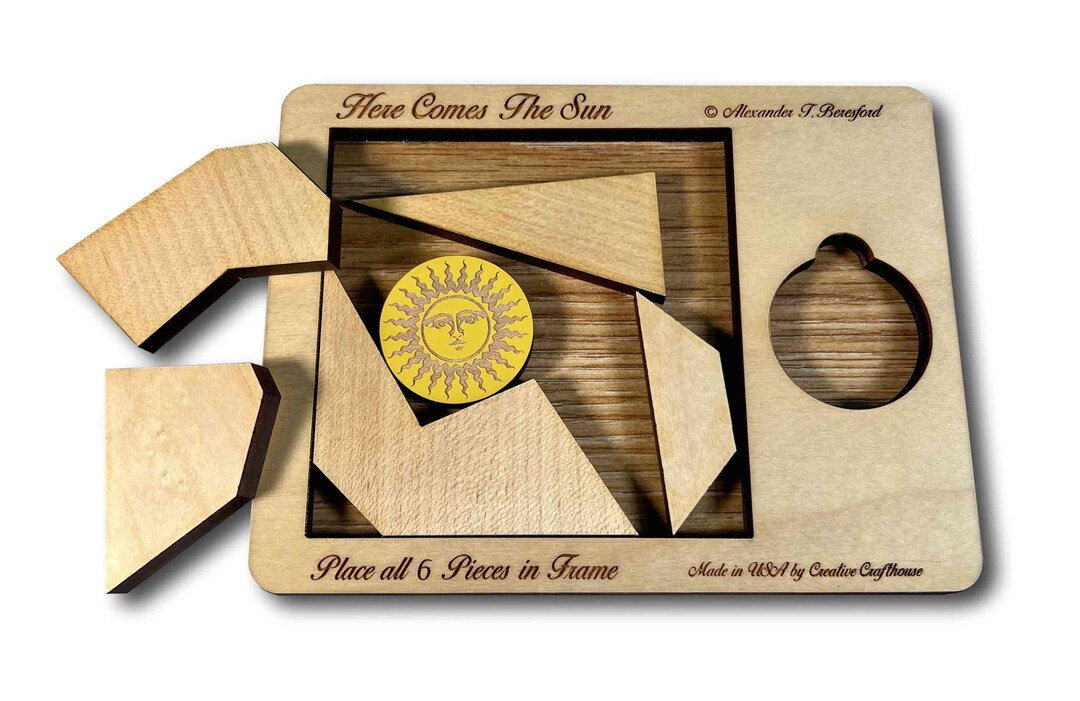 Here Comes the Sun Wooden Brain Teaser Puzzle, Hard Puzzles for Adults ...