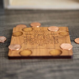 7 Pennies Puzzle, Birthday Gift, Wood Brain Teaser, Bar Game, Bachelor ...
