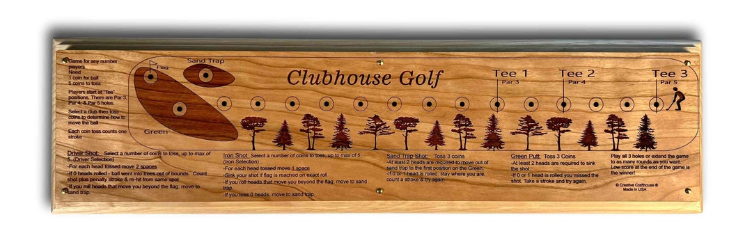Clubhouse Golf Premium: Board & Coins Game for Golf Fun 1/4" Thick ...