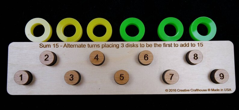 Sum 15 Game Alternate Turns to Be First to Add to 15. Fun | Etsy