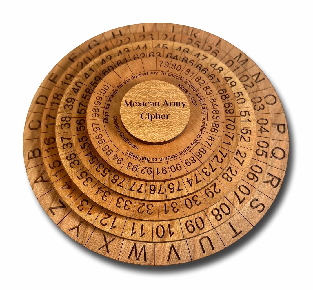 Wooden Cipher Wheel Enigma Machine - Mexican Army Cipher Disk/decoder ...