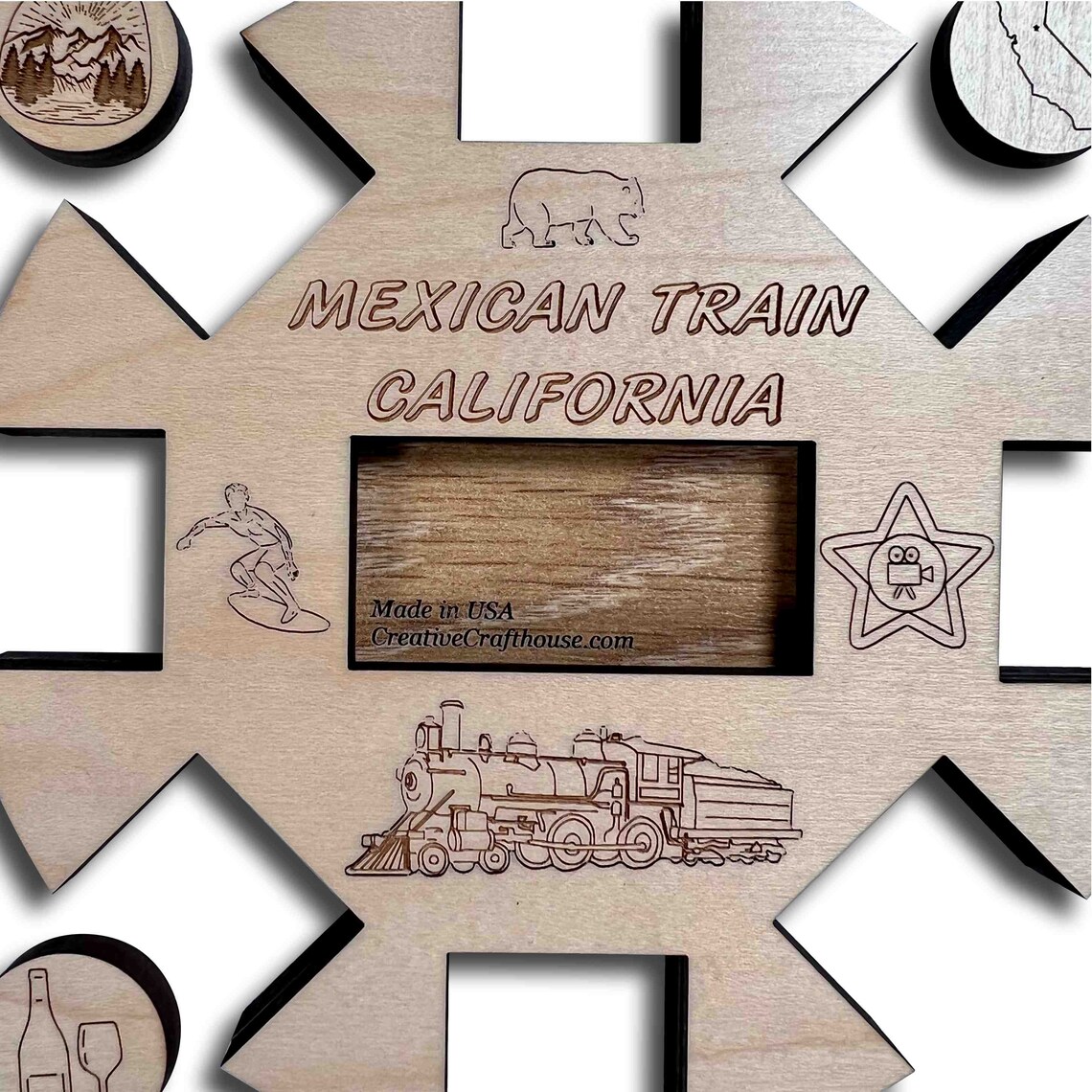 Mexican Train california Edition Hub and Tokens Wooden - Etsy