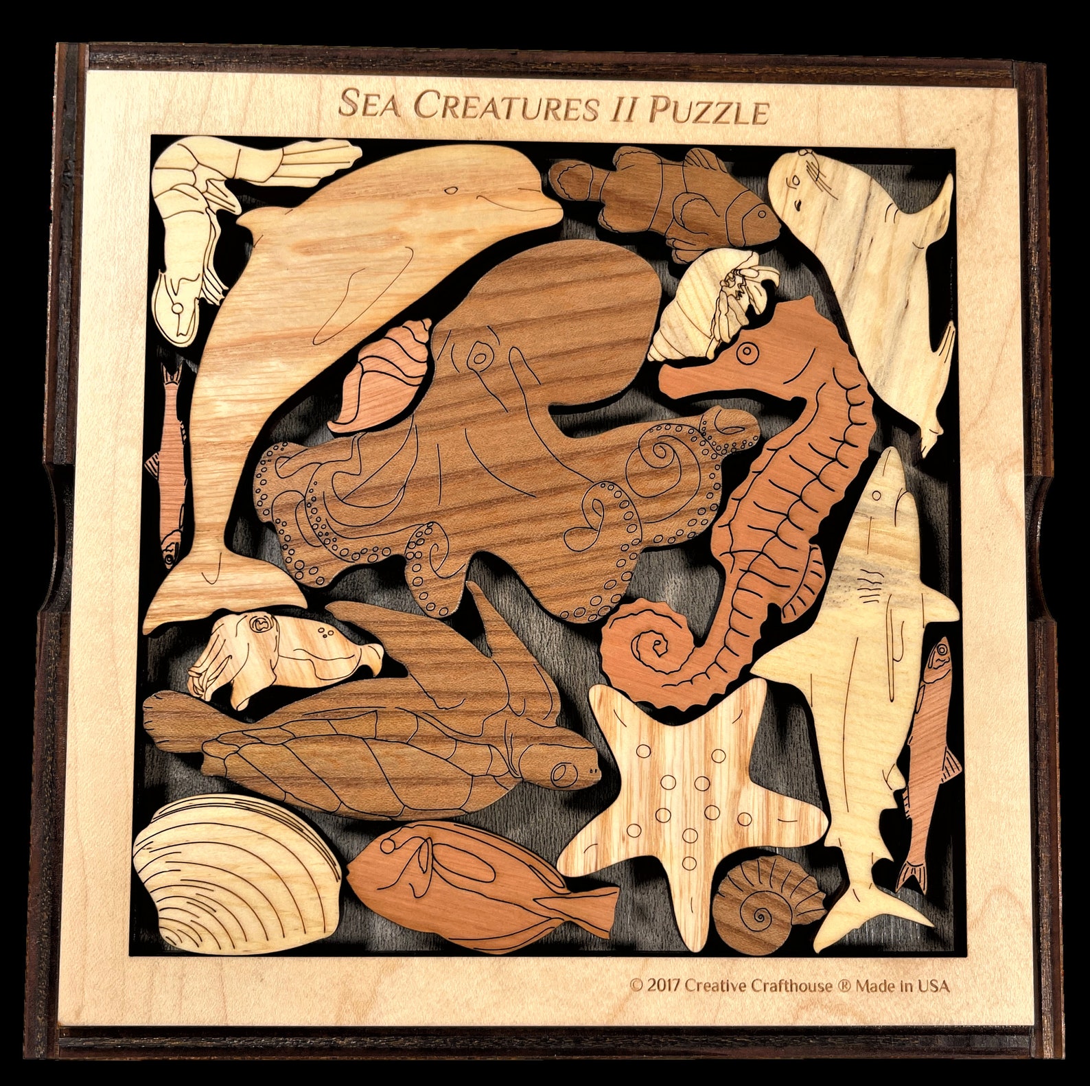 Sea Creatures II Puzzle Wood Brain Teaser a Beautiful - Etsy