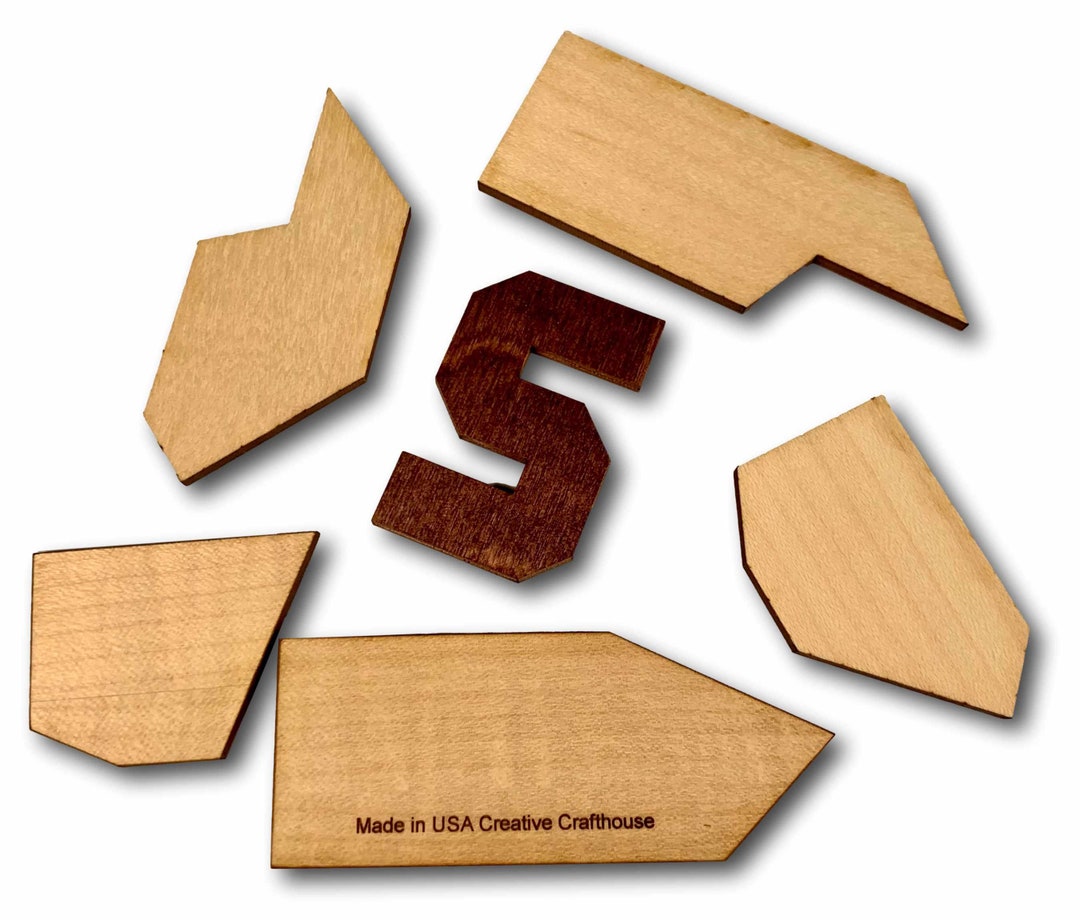 Letter S Dissection Puzzle, Birthday Gift Idea, Classic Brain Teaser ...