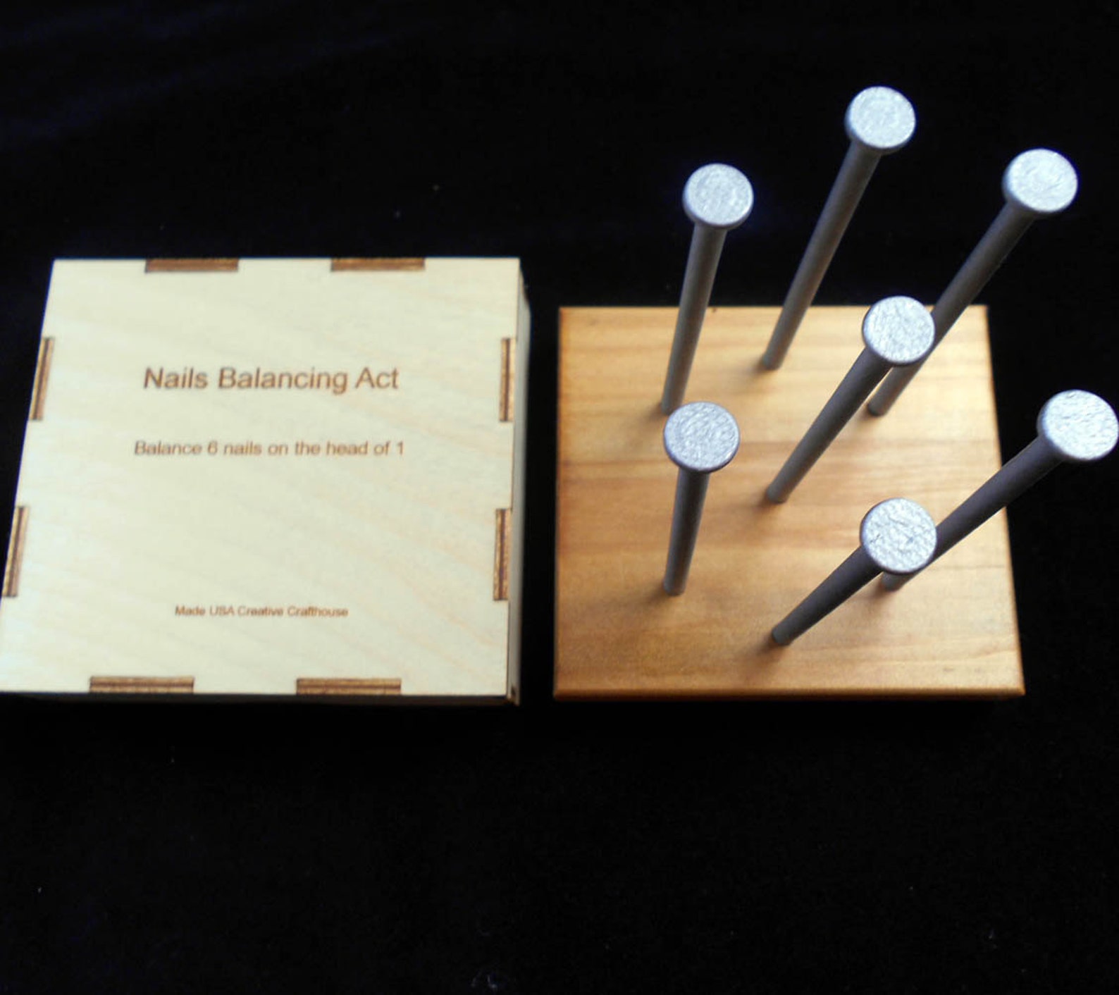 Nails Balancing Act, Nail Puzzle, Brain Teaser, Wood Balancing Puzzle ...