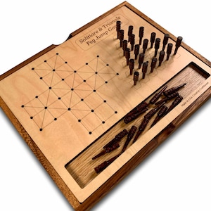 Solitaire & Peg Jump 6 Set, Wooden Board Game, Wooden Triangle Peg Game ...