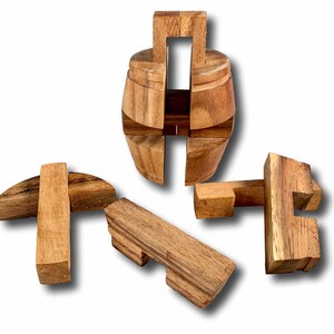 Wine Barrel Wooden Burr Puzzle Brain Teaser Puzzle Classic Puzzle for ...
