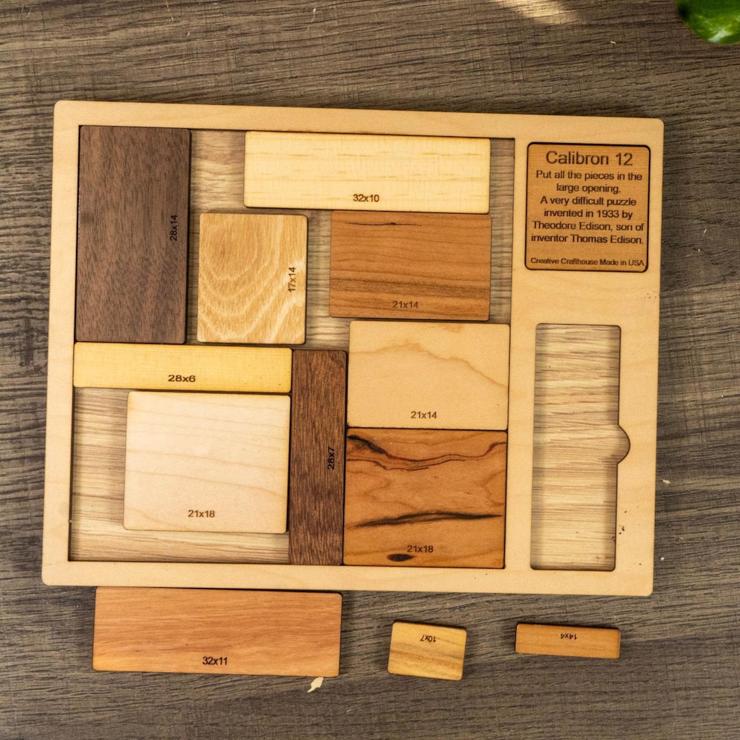 Calibron 12 Puzzle for Adults, Wood Challenging Puzzle, Hard Brain ...