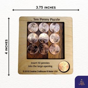 10 Penny Puzzle, Wooden Brain Teaser Puzzle for Adults, Challenging ...