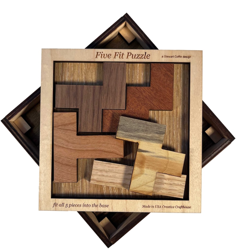 Wood Brain Teaser Puzzle for Adults, Fit Five Pieces, Difficult Puzzle ...