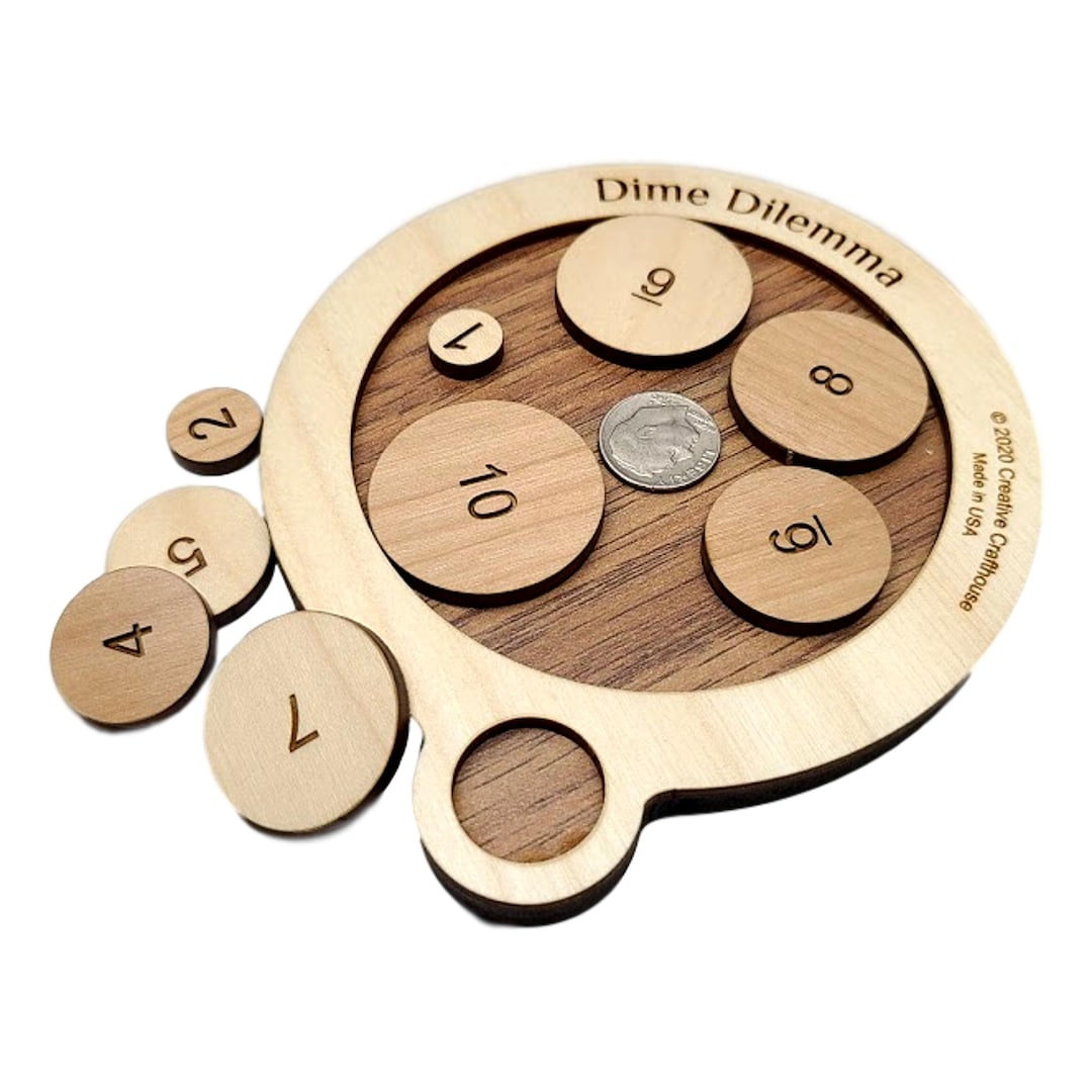 Dime Dilemma Wood Puzzle, Penny Challenge Puzzle, Packing Puzzle, the ...