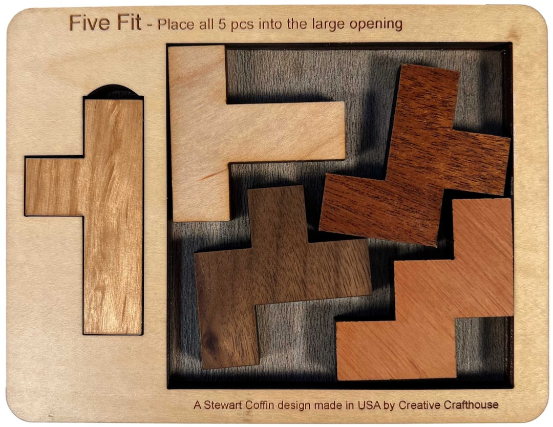 Wooden Puzzle for Adults, Logic Puzzle, Extremely Hard Puzzle, Five Fit ...