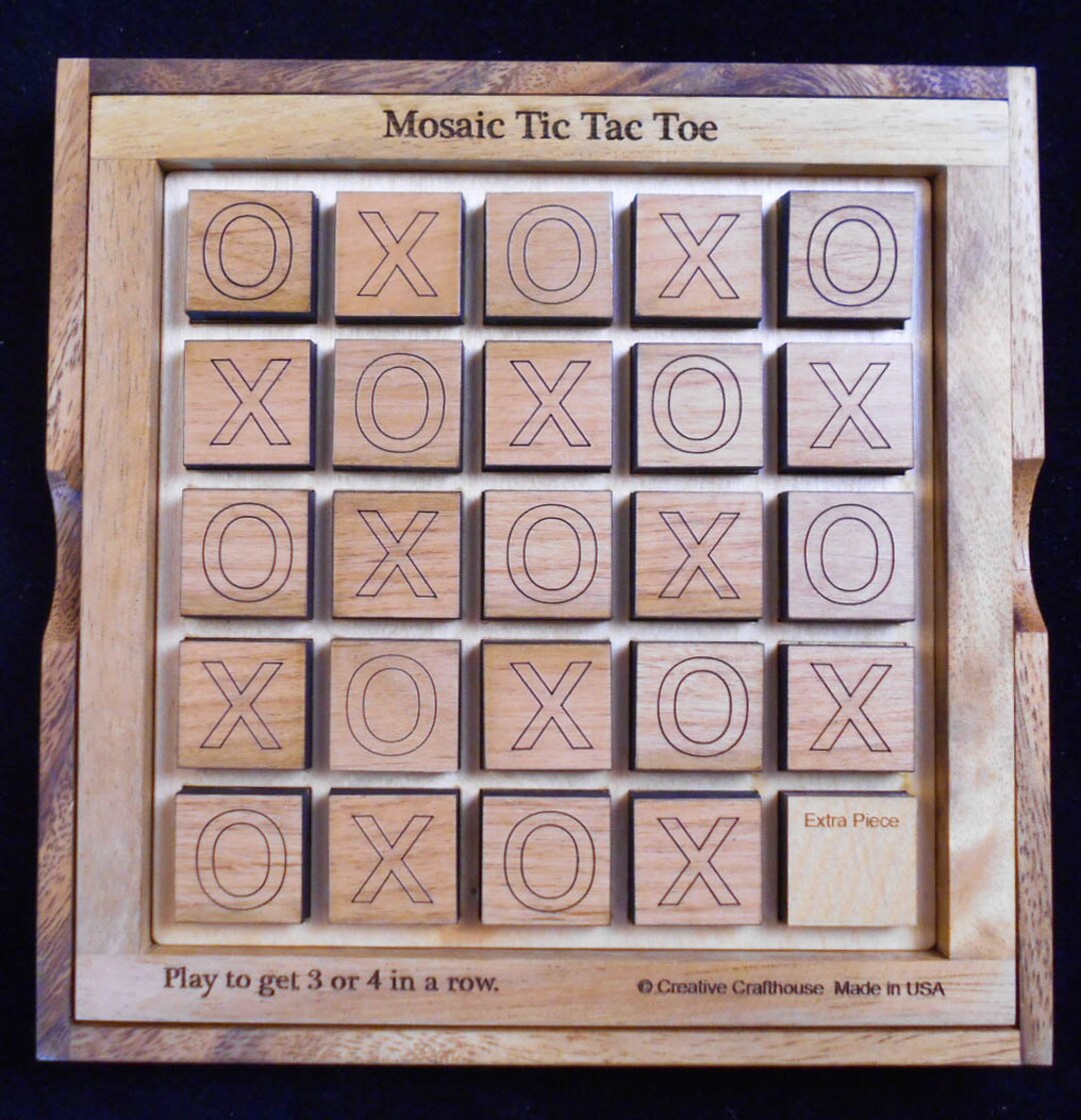 Mosaic 4 in A Row Game, 5x5 Wooden Strategy Game, 3 or 4 in A Row ...