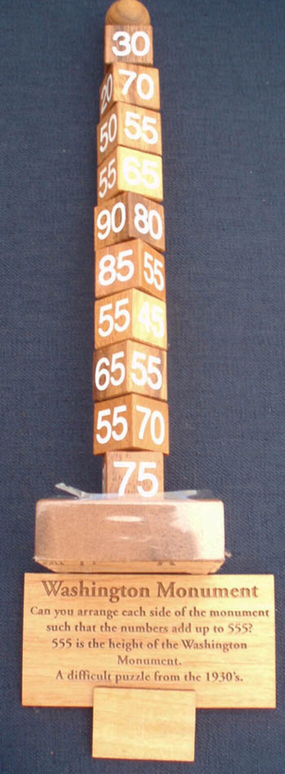 Washington Monument Puzzle Challenging Math Brain Teaser | Etsy