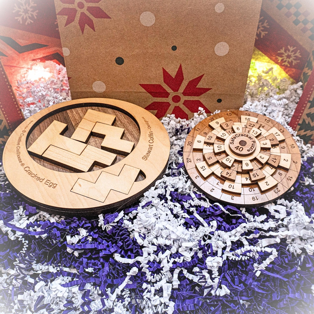 Wooden Puzzle Gift Set | 2 Brain Teaser Puzzles | Math Puzzle Game ...