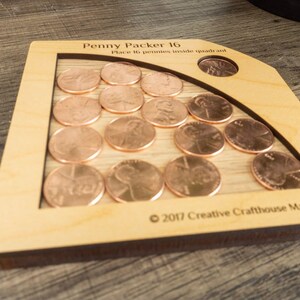 Penny Packer 16 | Wood Coin Puzzle | Coffee Table Game | Challenging ...