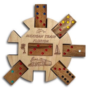 Mexican Train *florida Edition* Hub and Tokens Wooden Domino Game - Etsy
