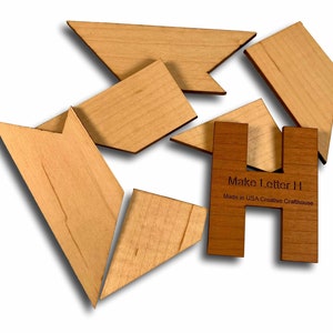 Letter H Dissection Wood Puzzle- 6 Pieces Make an H - Etsy