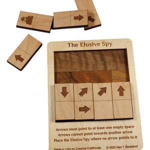 Spy Puzzle Game - the Elusive Spy Brain Teaser Laser Etched Wood Maple ...