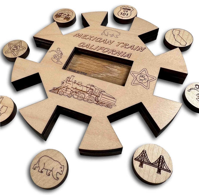 Mexican Train california Edition Hub and Tokens Wooden - Etsy