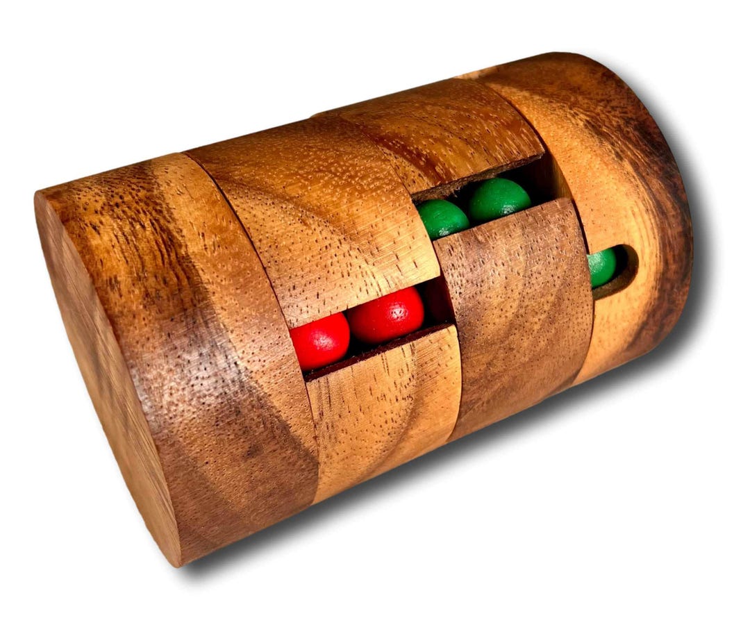 Twist and Shout Puzzle, Wooden Cylinder Game, Wood Brain Teaser, Kids ...